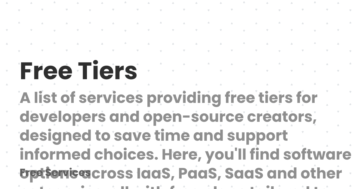 Free Tiers | Free Services | Serviços Grátis